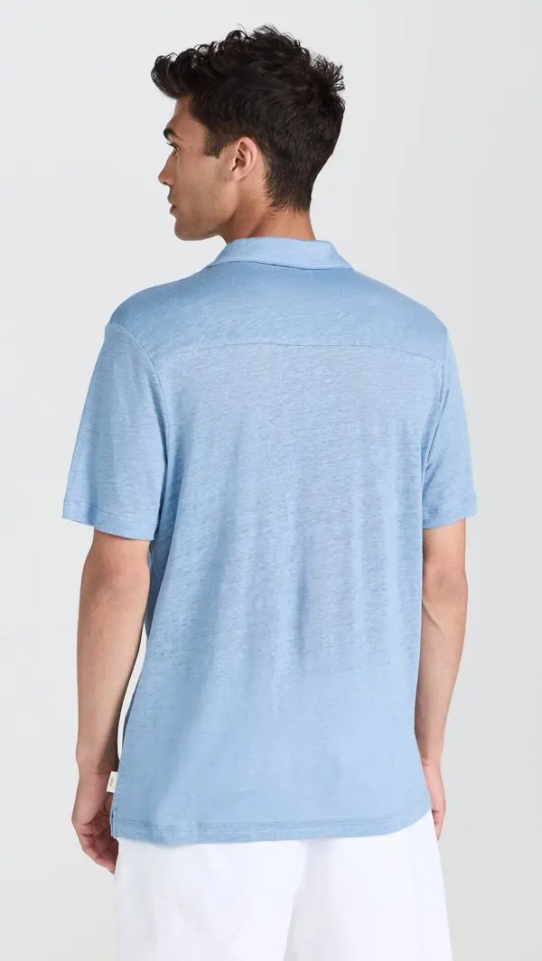 Onia Shaun Linen Polo - Dusty Blue