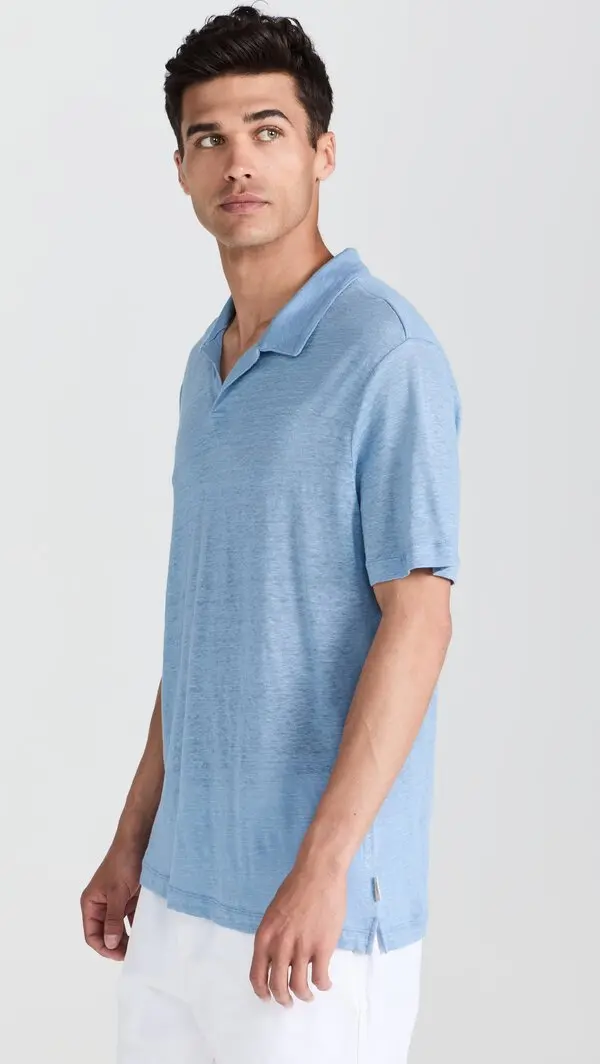 Onia Shaun Linen Polo - Dusty Blue