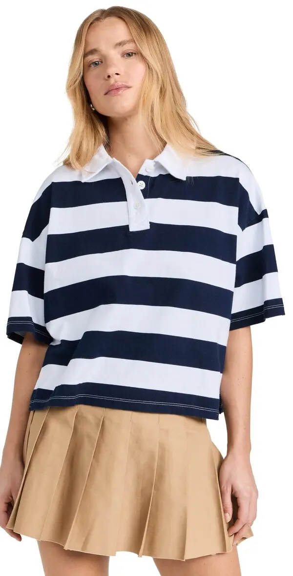 Stateside Rugby Stripe Short Sleeve Boxy Polo