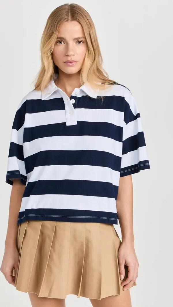 Stateside Rugby Stripe Short Sleeve Boxy Polo