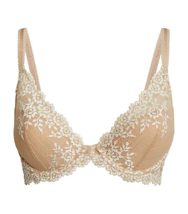 Wacoal Embrace Lace Underwired Plunge Bra - Beige