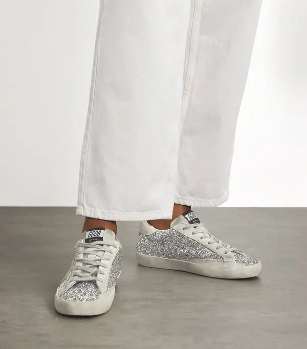GOLDEN GOOSE Glitter Super-star Sneakers - Silver