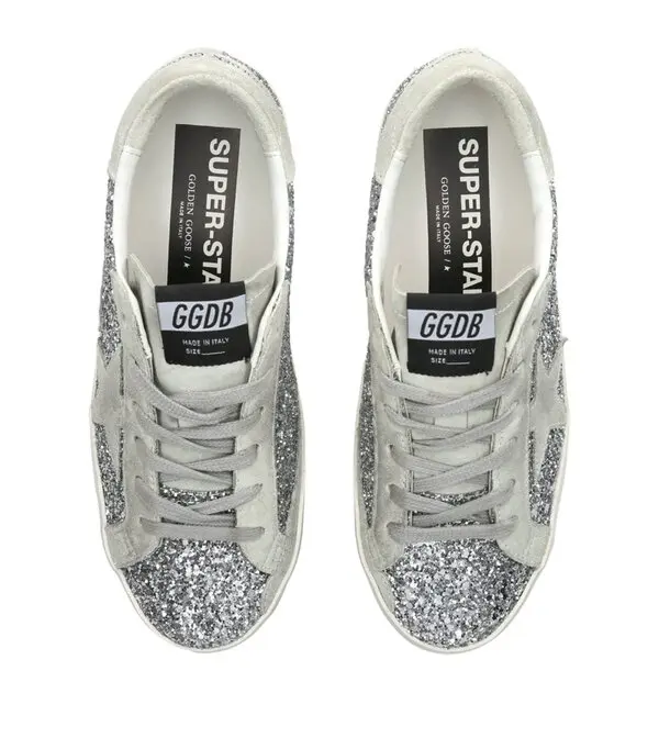 GOLDEN GOOSE Glitter Super-star Sneakers - Silver