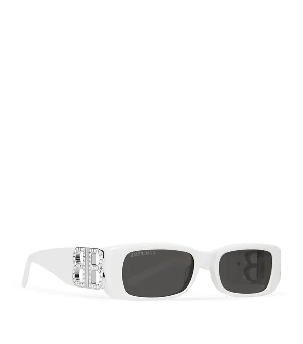 Balenciaga Dynasty Rectangle Sunglasses - White