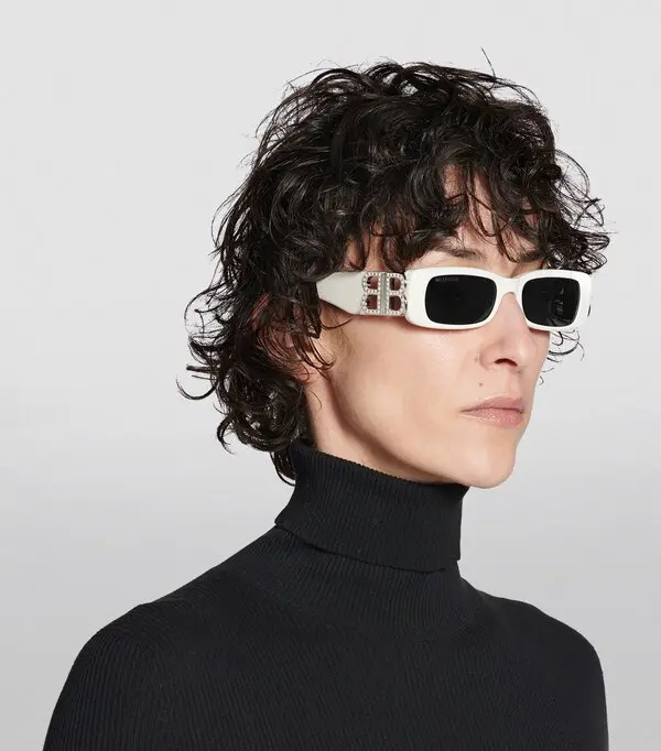Balenciaga Dynasty Rectangle Sunglasses - White