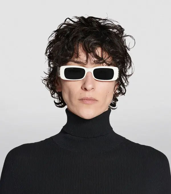 Balenciaga Dynasty Rectangle Sunglasses - White