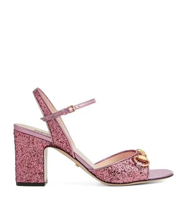Gucci Glitter Horsebit Heeled Sandals