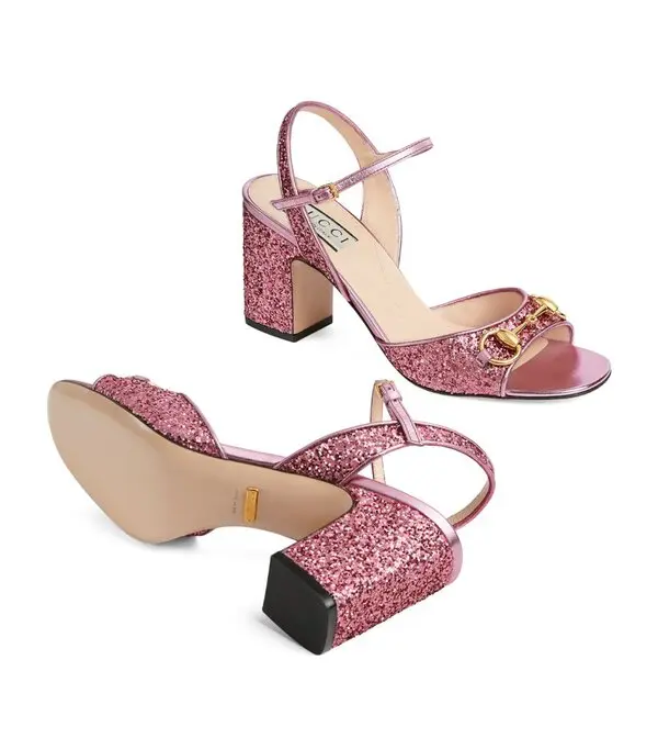 Gucci Glitter Horsebit Heeled Sandals