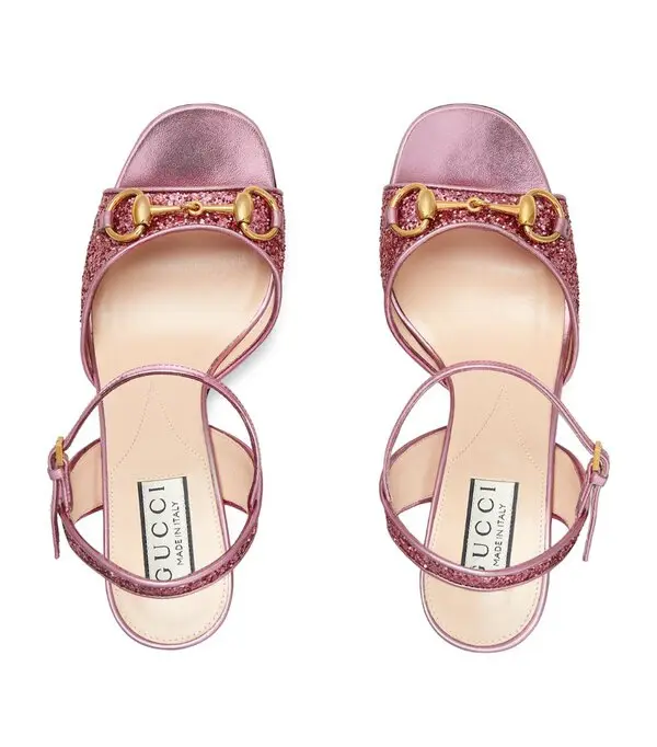 Gucci Glitter Horsebit Heeled Sandals