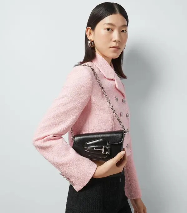 Gucci Mini Leather Asymmetric Horsebit 1955 Shoulder Bag