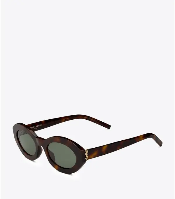 Saint Laurent Tortoiseshell Cassandre Oval Sunglasses