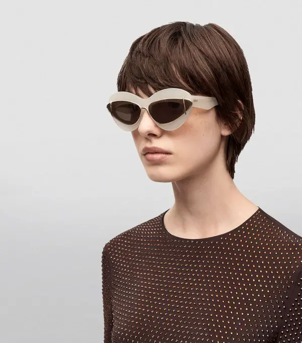 Loewe Double Frame Cat Eye Sunglasses - White | Editorialist display picture 1