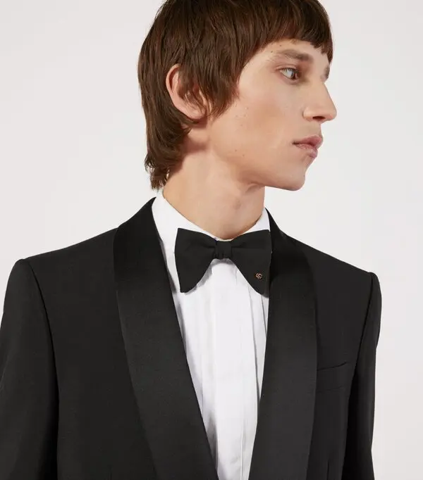 Gucci Silk Gg Logo Bow Tie