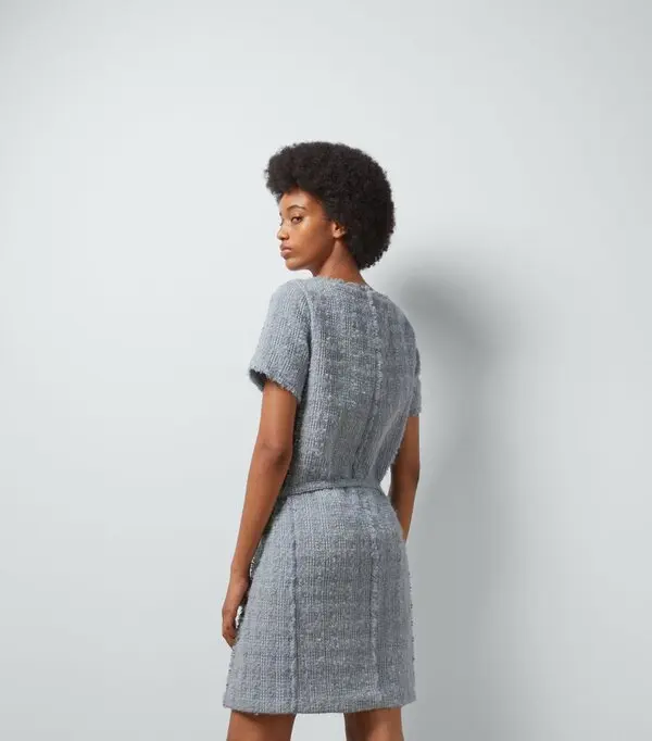 embroidered gg wool tweed mini dress Gucci Wool Tweed Mini Dress - Blue