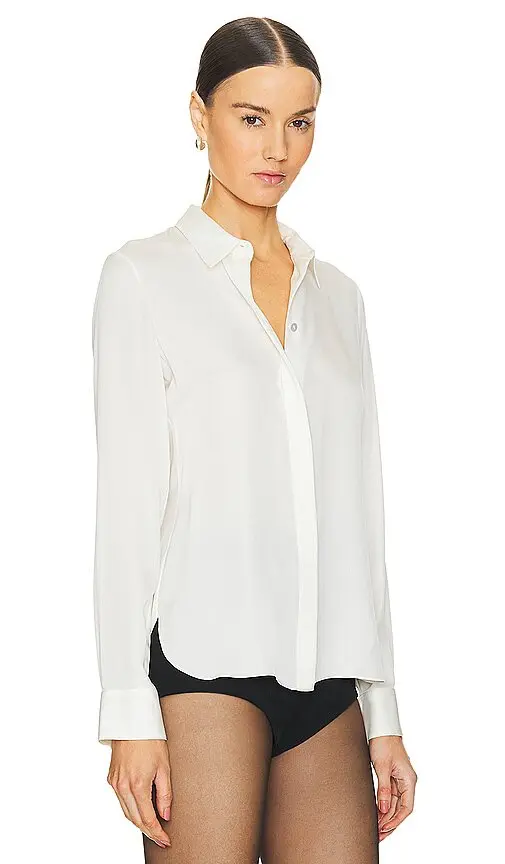 fitted ivory dress shirt The Carolyn Ivory Silk Shirt – Lewellyn main image 1