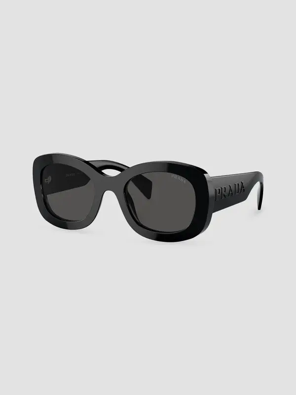 Prada 55mm Oval Sunglasses - Black Dark Grey