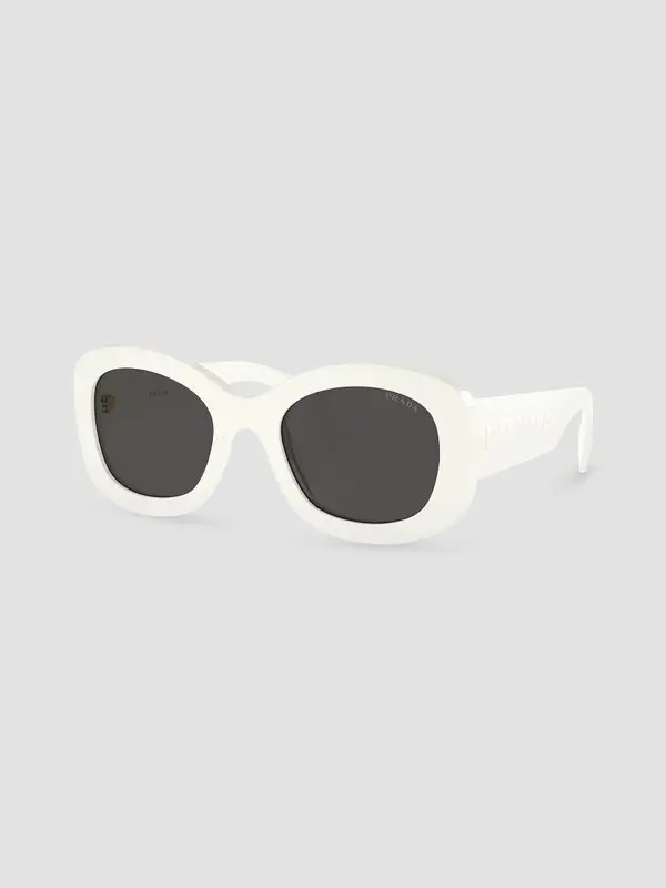 Prada 55mm Oval Sunglasses - White Dark Grey