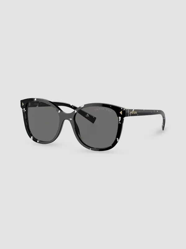 Prada 53mm Square Sunglasses - Black White Dark Grey