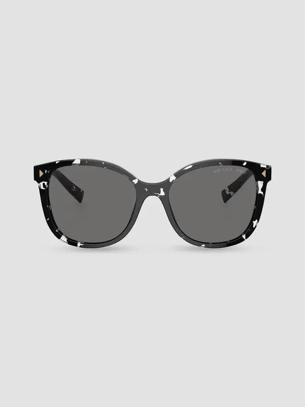 Prada 53mm Square Sunglasses - Black White Dark Grey