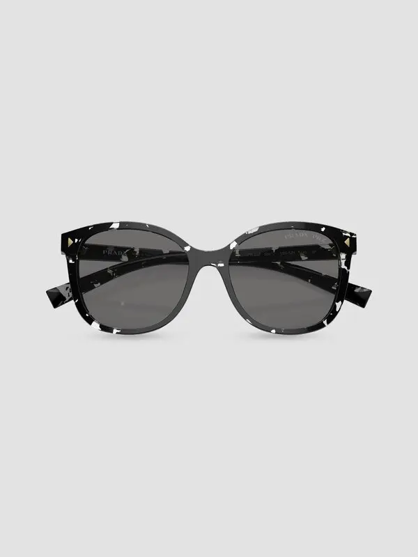 Prada 53mm Square Sunglasses - Black White Dark Grey