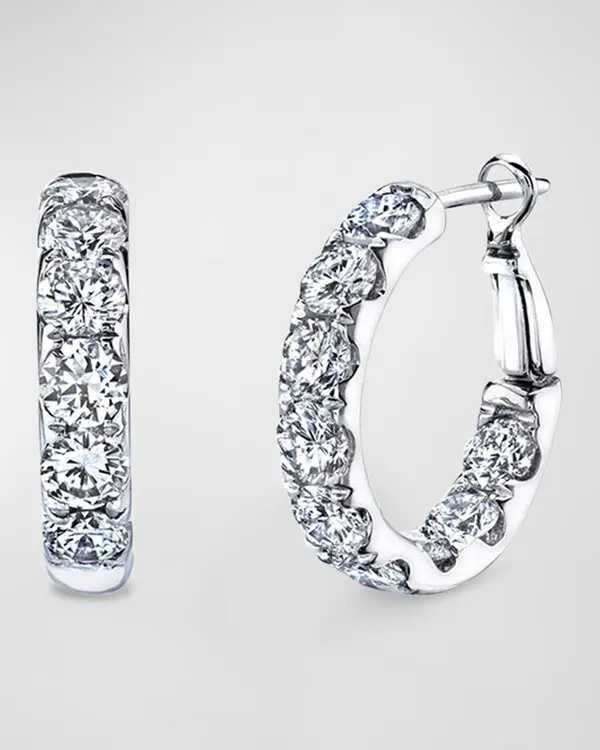 Neiman Marcus 18k 3.24 Tcw Diamond Hoop Earrings - White Gold