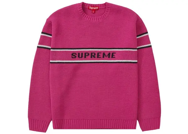 Supreme Striped Crewneck Sweater - Pink