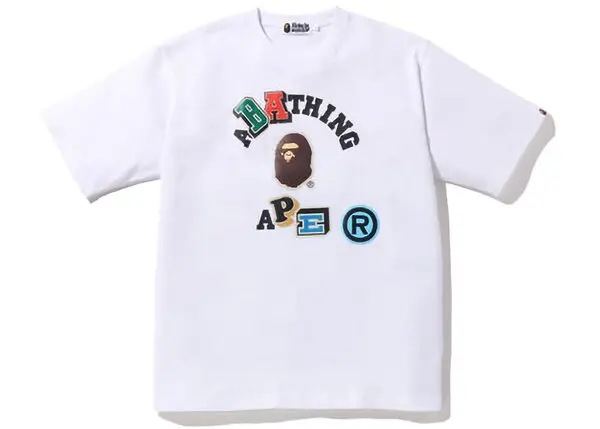 A BATHING APE Fonts Relaxed Fit Collage Heavy Weight Tee Shirt - White