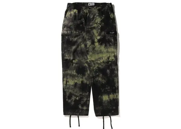 A BATHING APE Tie Dye Relaxed Fit 6 Pocket Pants - Black