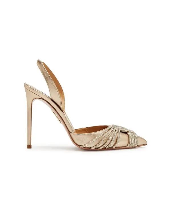AQUAZZURA 105 Embellished Slingback Pumps
