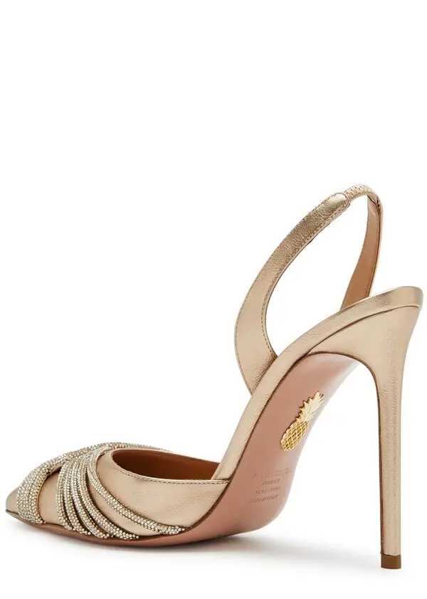 AQUAZZURA 105 Embellished Slingback Pumps