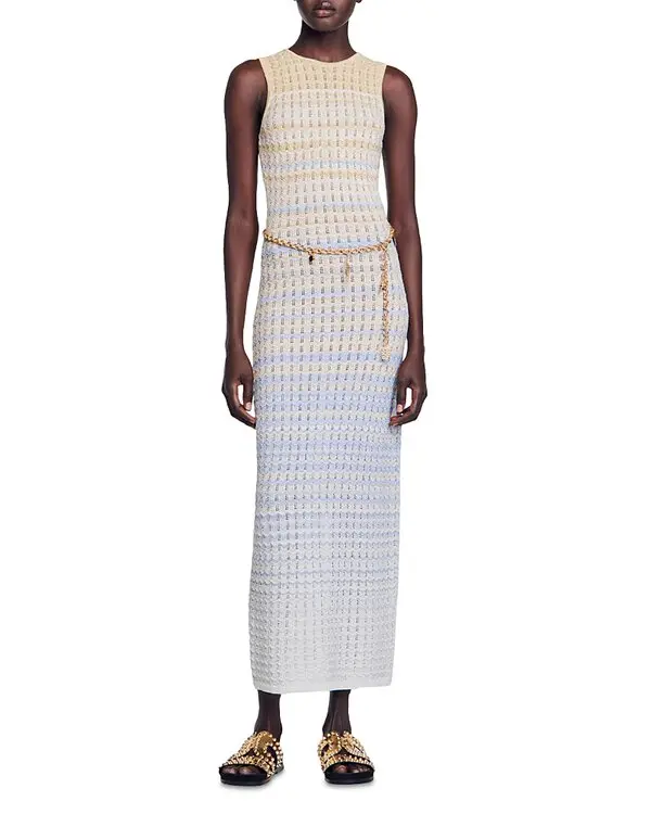 chinese dress ladies Sandro Ombre Sea knit maxi dress