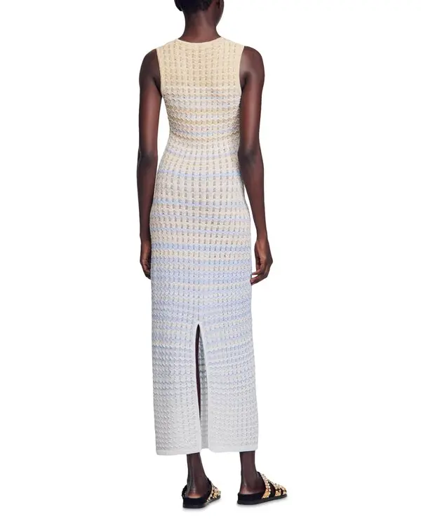 sandro zade chevron knit maxi dress blue and white chevron dress SANDRO Zade chevron-knit maxi dress