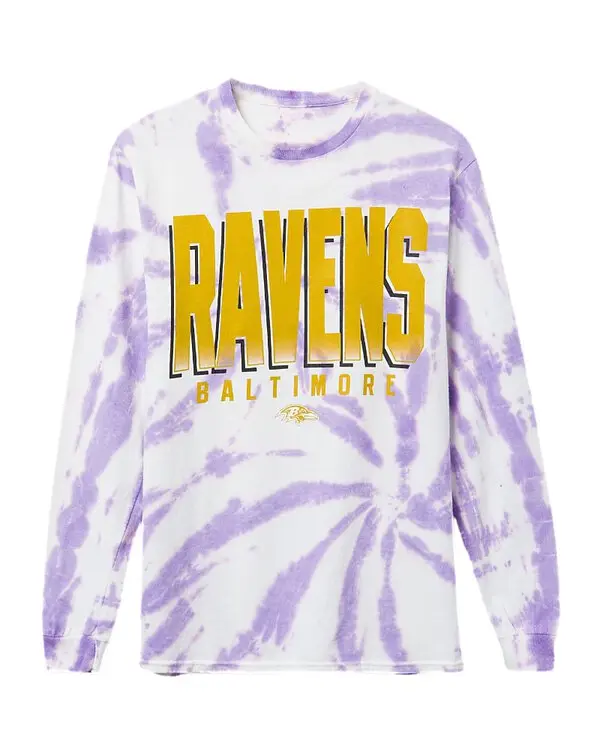 Junk Food Clothing Nfl Baltimore Ravens Game Time Tie Dye Long Sleeve - Purple Tie-dye