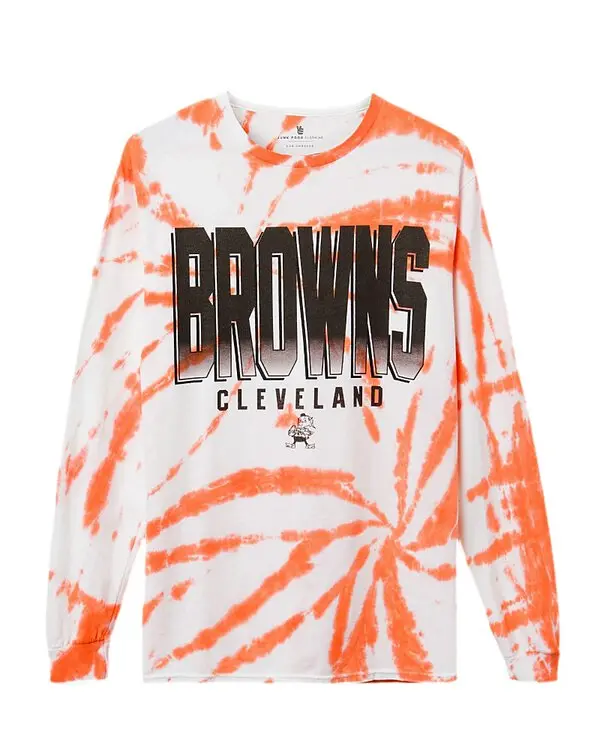 Junk Food Clothing Nfl Cleveland Browns Game Time Tie Dye Long Sleeve - Orange Tie-dye