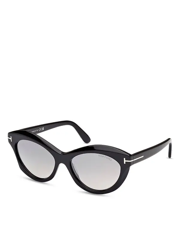 TOM FORD Toni Oval Sunglasses 55mm - Black/gray Mirrored Gradient