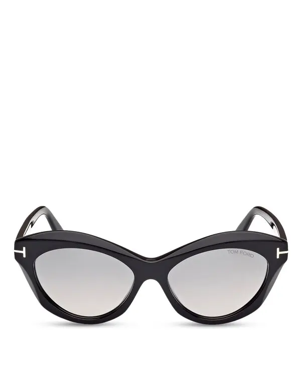 TOM FORD Toni Oval Sunglasses 55mm - Black/gray Mirrored Gradient