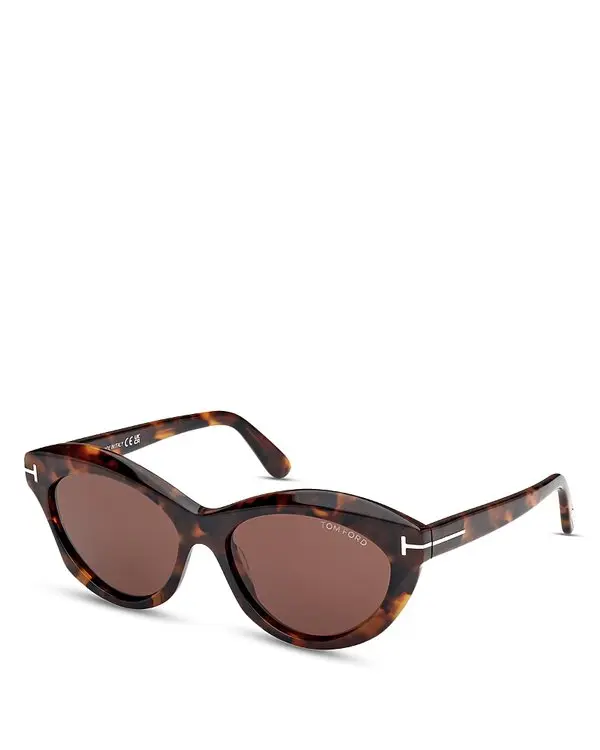 TOM FORD Toni Oval Sunglasses 55mm - Havana/brown Solid