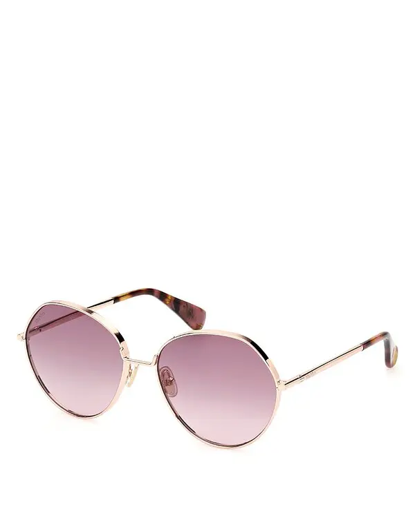 Max Mara 57mm Menton Round Sunglasses - Gold/violet
