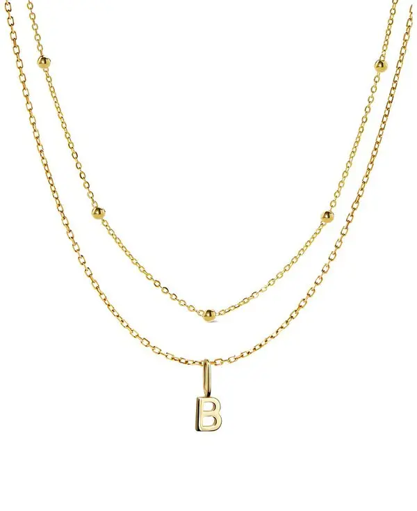 ANA LUISA 10k Gold Layered Letter Necklace - Letter B Solid Gold