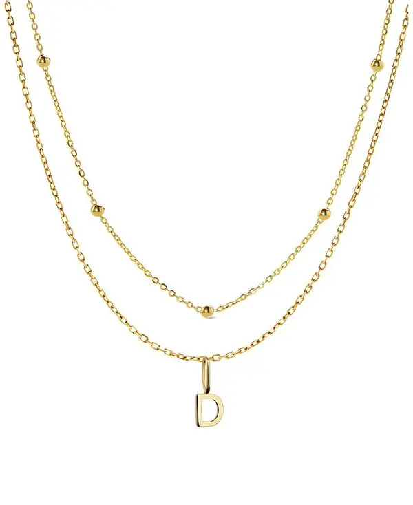 ANA LUISA 10k Gold Layered Letter Necklace - Letter D Solid Gold
