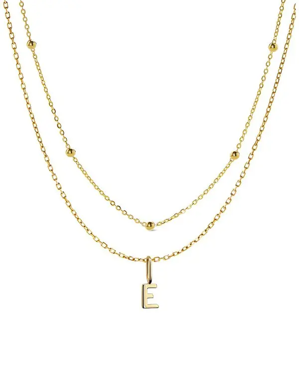 ANA LUISA 10k Gold Layered Letter Necklace - Letter E Solid Gold