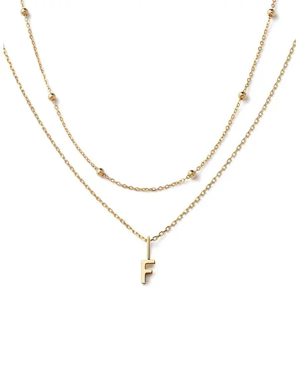 ANA LUISA 10k Gold Layered Letter Necklace - Letter F Solid Gold