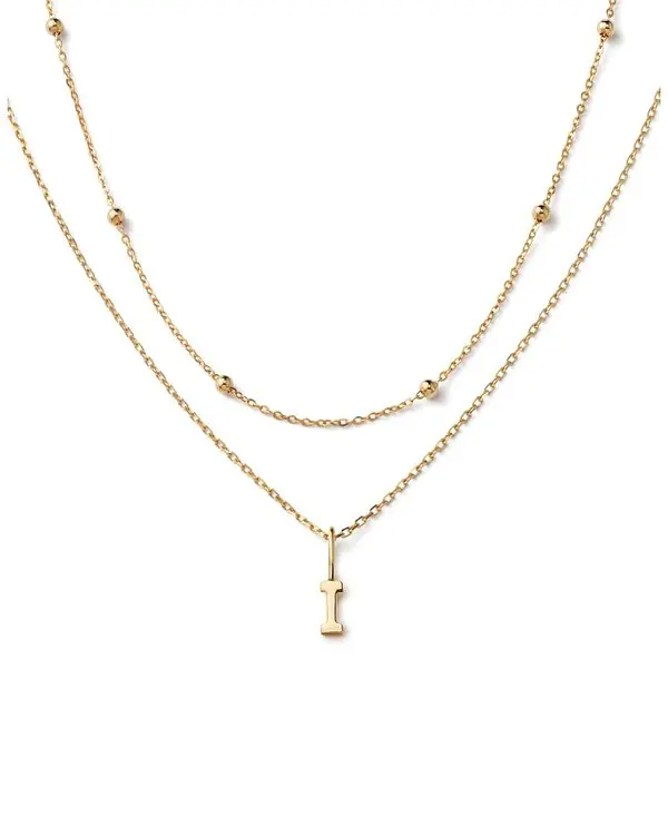 ANA LUISA 10k Gold Layered Letter Necklace - Letter I Solid Gold