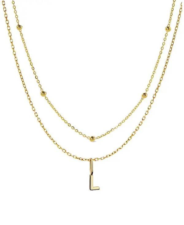 ANA LUISA 10k Gold Layered Letter Necklace - Letter L Solid Gold