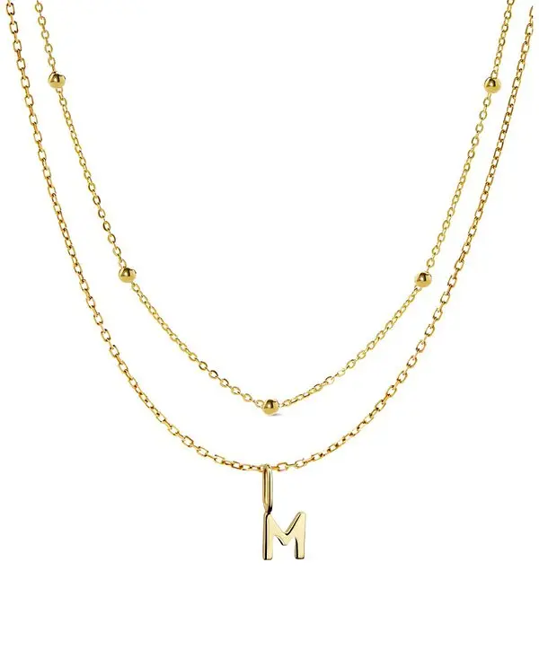ANA LUISA 10k Gold Layered Letter Necklace - Letter M Solid Gold