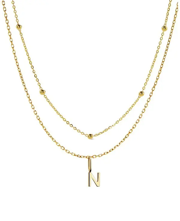 ANA LUISA 10k Gold Layered Letter Necklace - Letter N Solid Gold