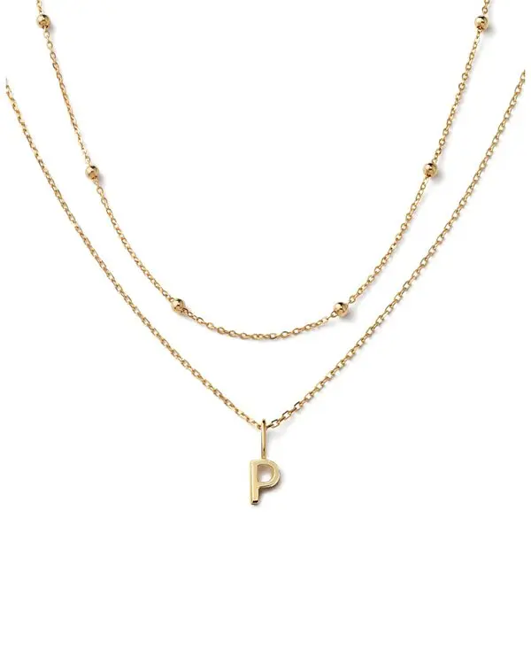 ANA LUISA 10k Gold Layered Letter Necklace - Letter P Solid Gold