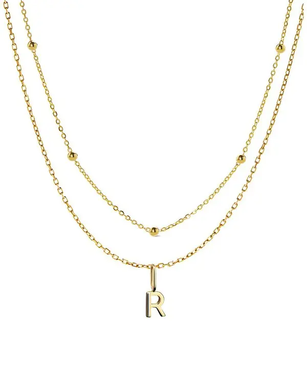 ANA LUISA 10k Gold Layered Letter Necklace - Letter R Solid Gold