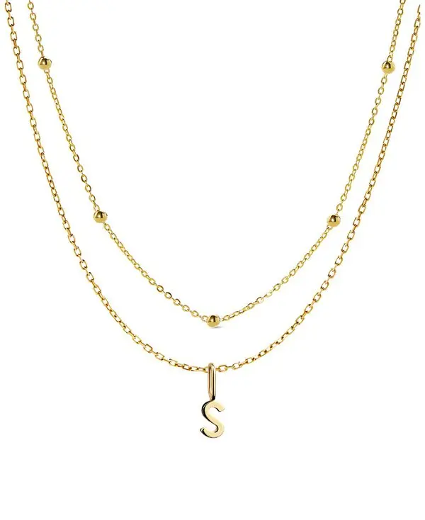 ANA LUISA 10k Gold Layered Letter Necklace - Letter S Solid Gold