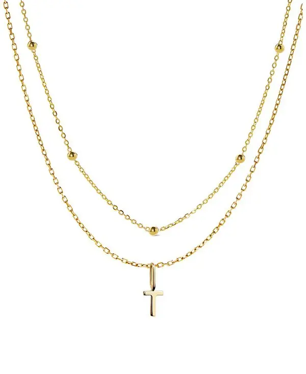 ANA LUISA 10k Gold Layered Letter Necklace - Letter T Solid Gold